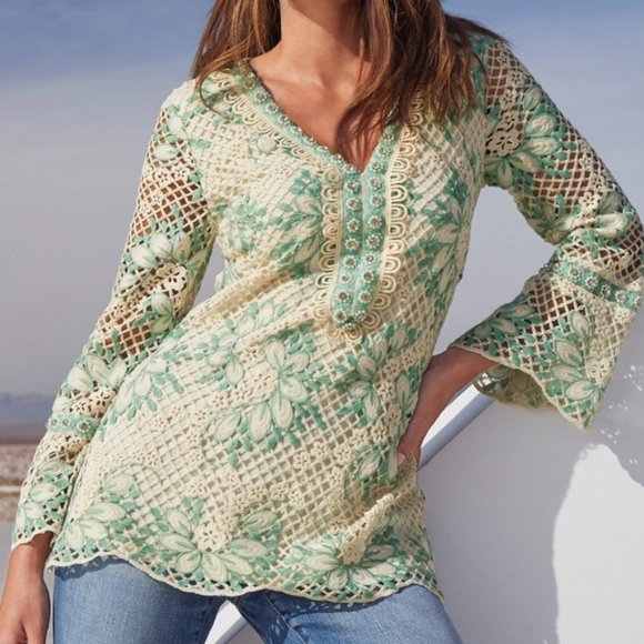 Boston Proper | Tops | Boston Proper Boho Luxe Lace Embellished Tunic ...